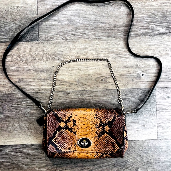 Coach | Bags | Coach Snake Embossed Leather Mini Ruby Turnlock ...